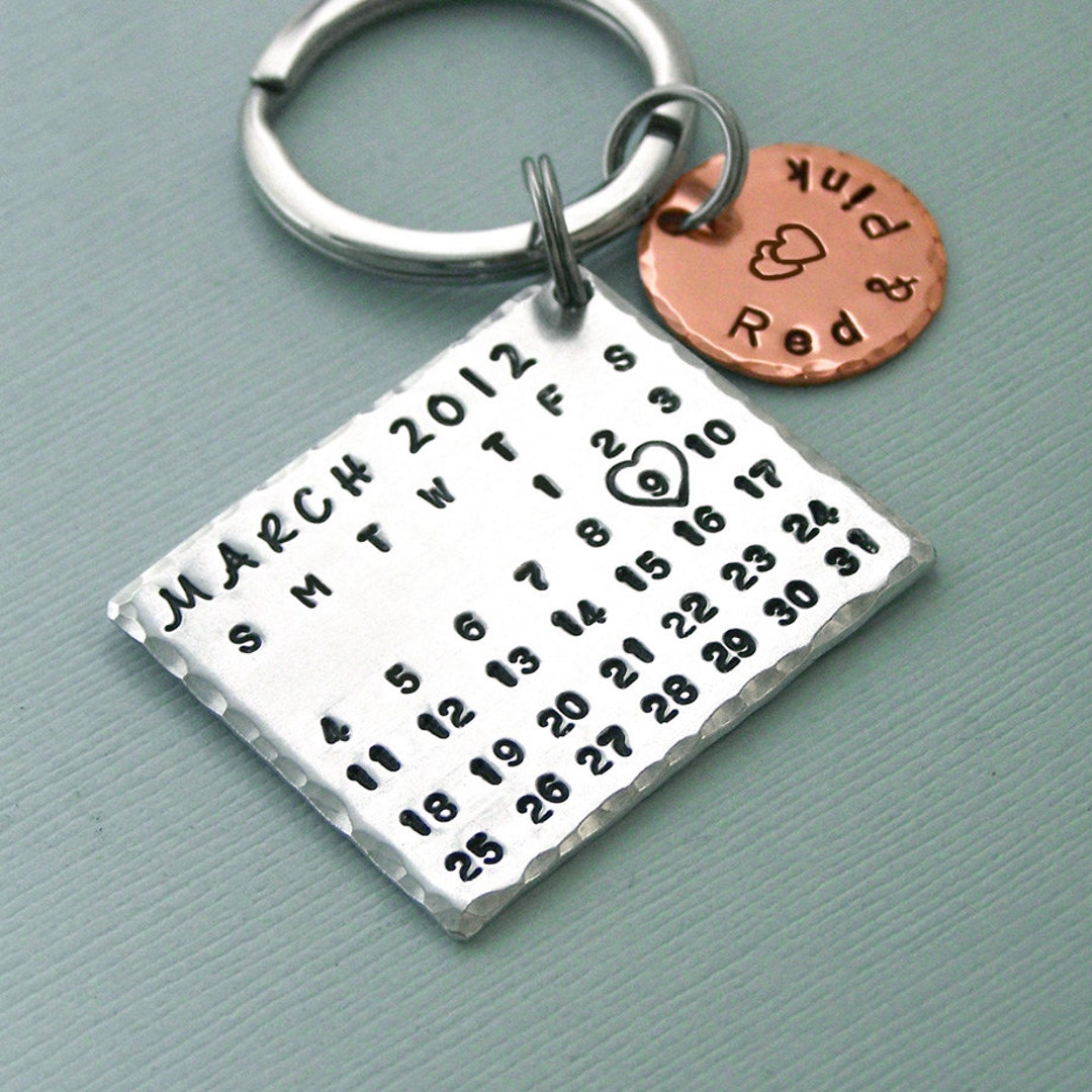 Calendar Key Ring - Personalized - Aluminum and Copper Key Chain With ...
