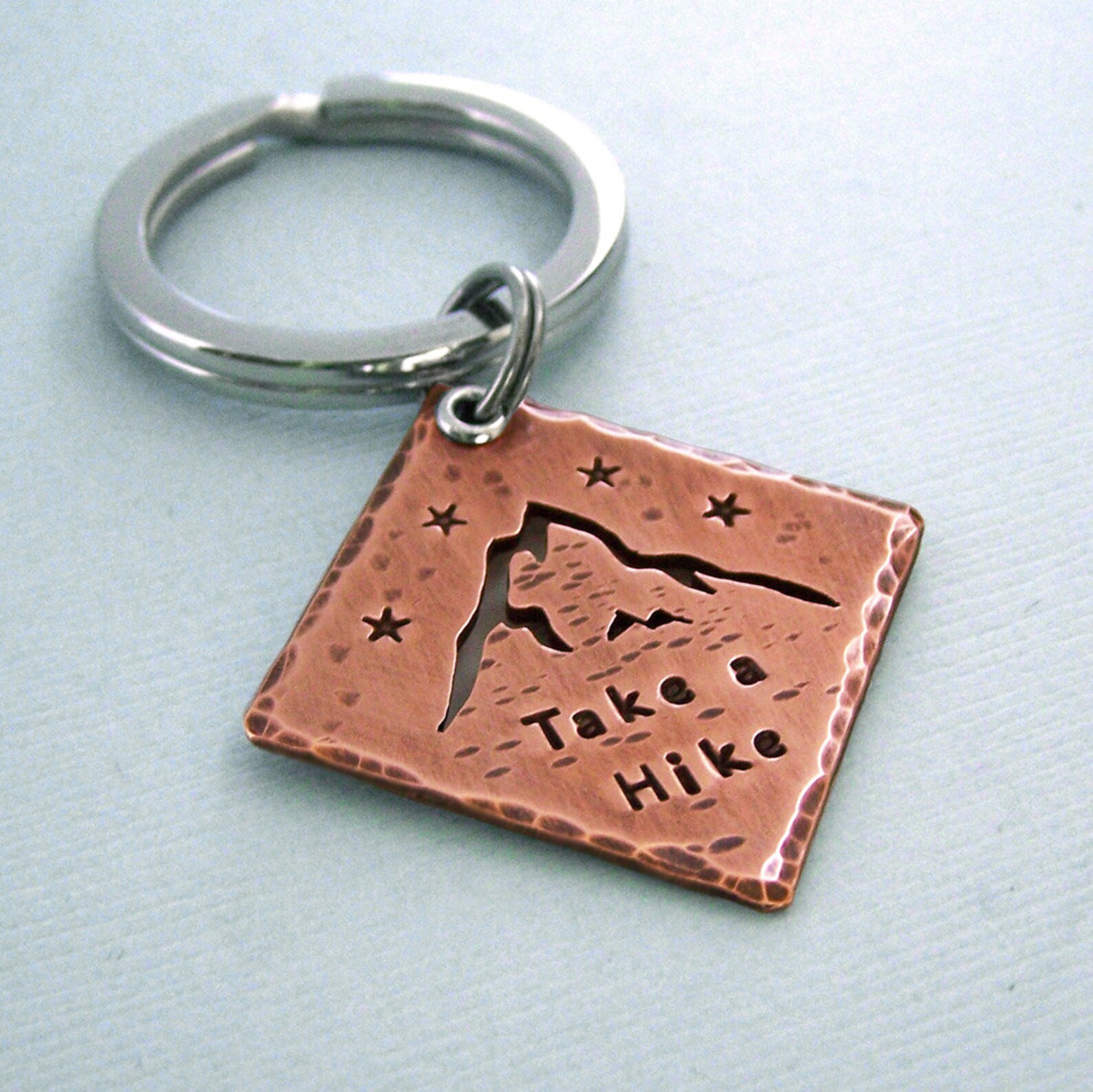 Mountain Key Ring Take a Hike Copper Hiker's Keychain - Etsy