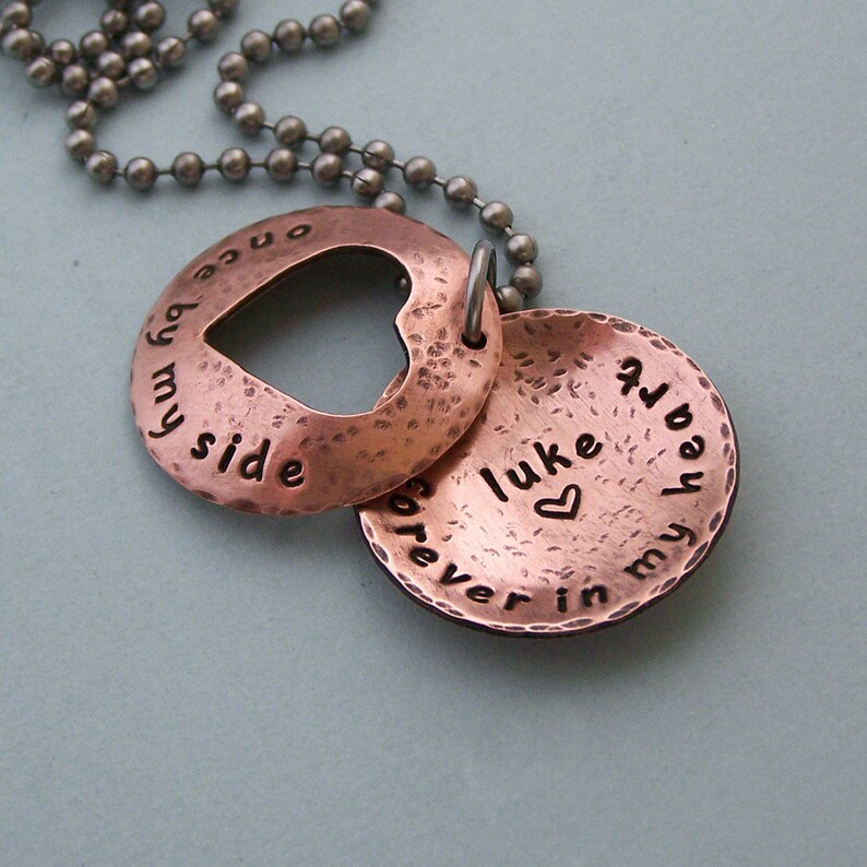 Personalized Open Heart Locket Style Necklace - Hand Stamped Copper on ...