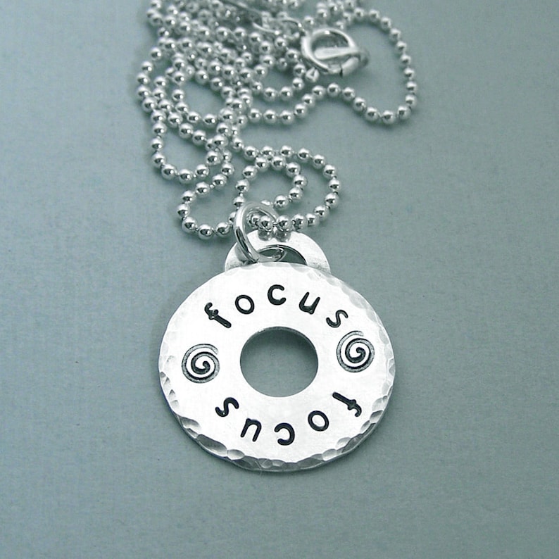 FOCUS Affirmation Necklace Hand Stamped Sterling Silver | Etsy