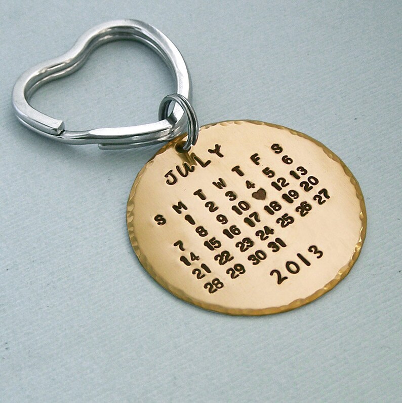 Special Day - Calendar Key Ring - Hand Stamped Brass Calendar Keychain ...