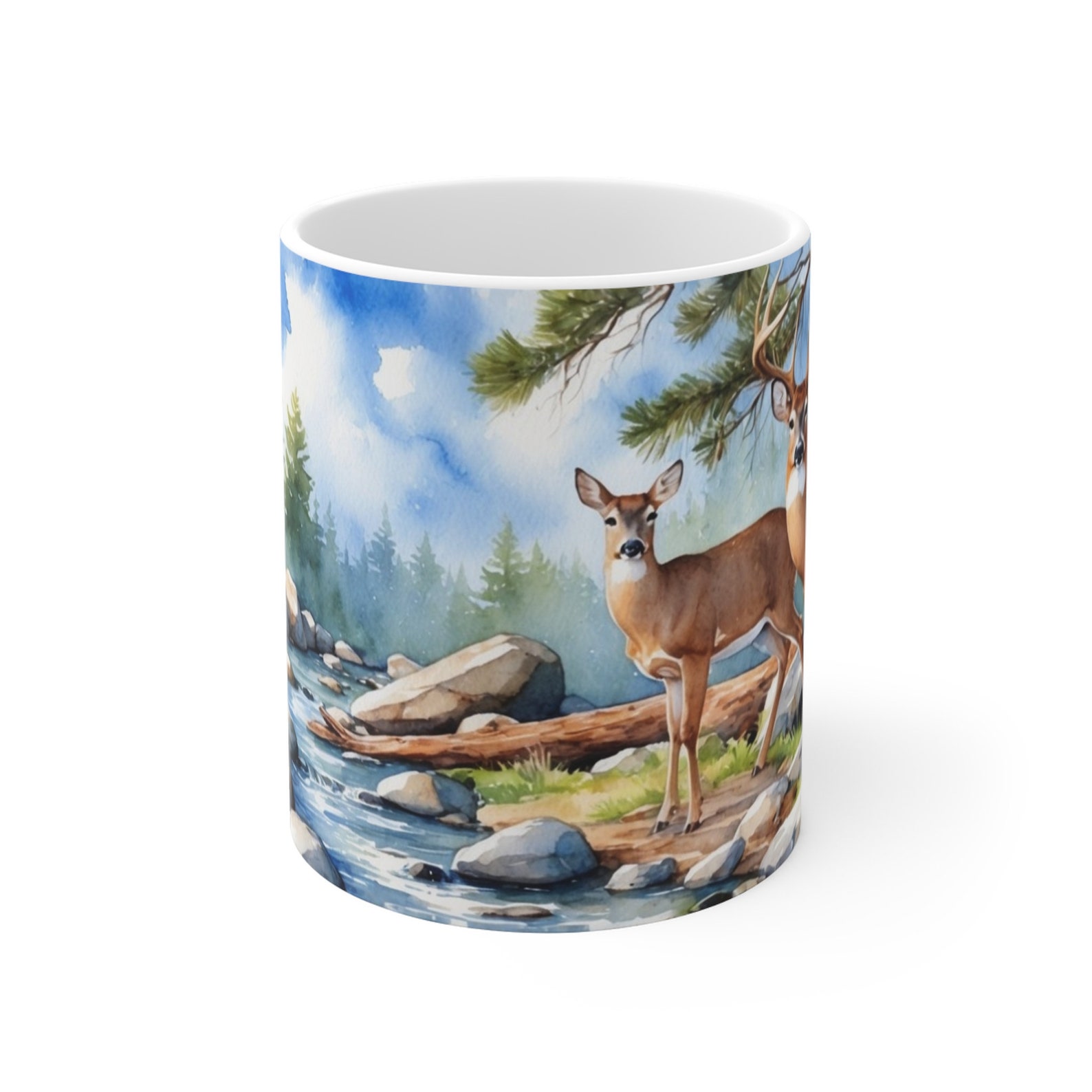 Whitetail Buck and Doe Coffee Mug, Deer, Buck, Doe Whitetail Deer ...