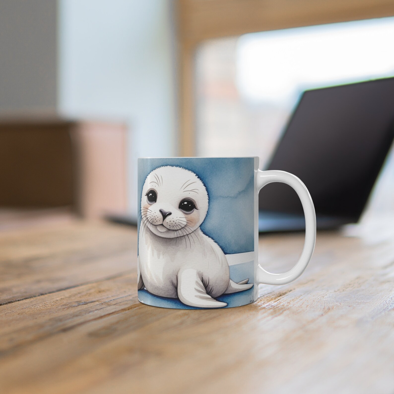 White Baby Seal Coffee Mug, White Baby Seal, Seal Mug, Baby Seal Mug ...