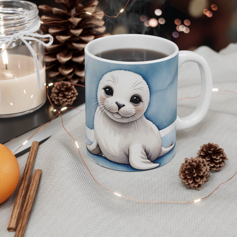 White Baby Seal Coffee Mug, White Baby Seal, Seal Mug, Baby Seal Mug ...