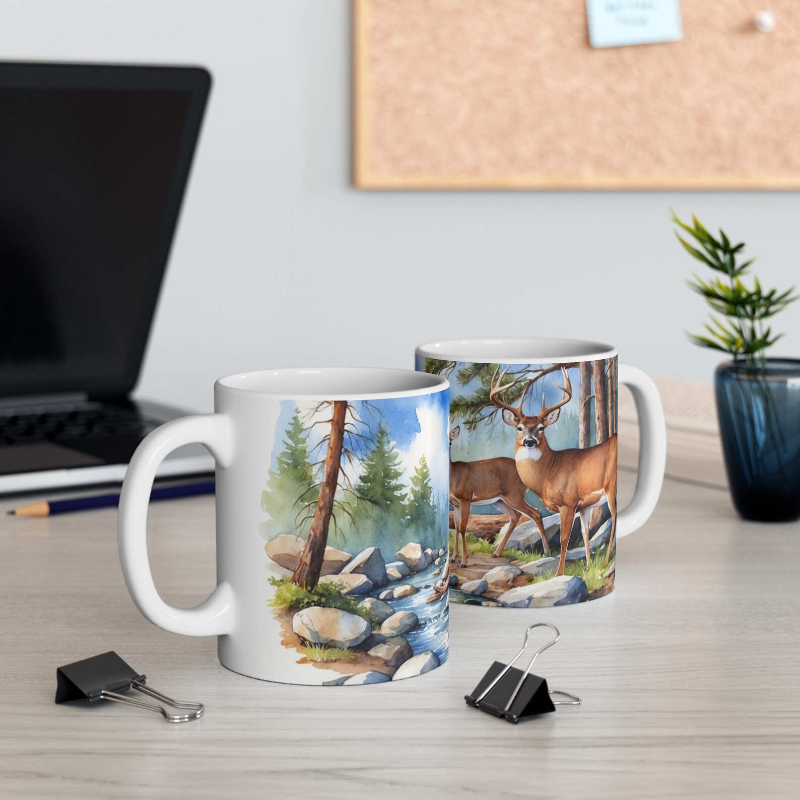Whitetail Buck and Doe Coffee Mug, Deer, Buck, Doe Whitetail Deer ...