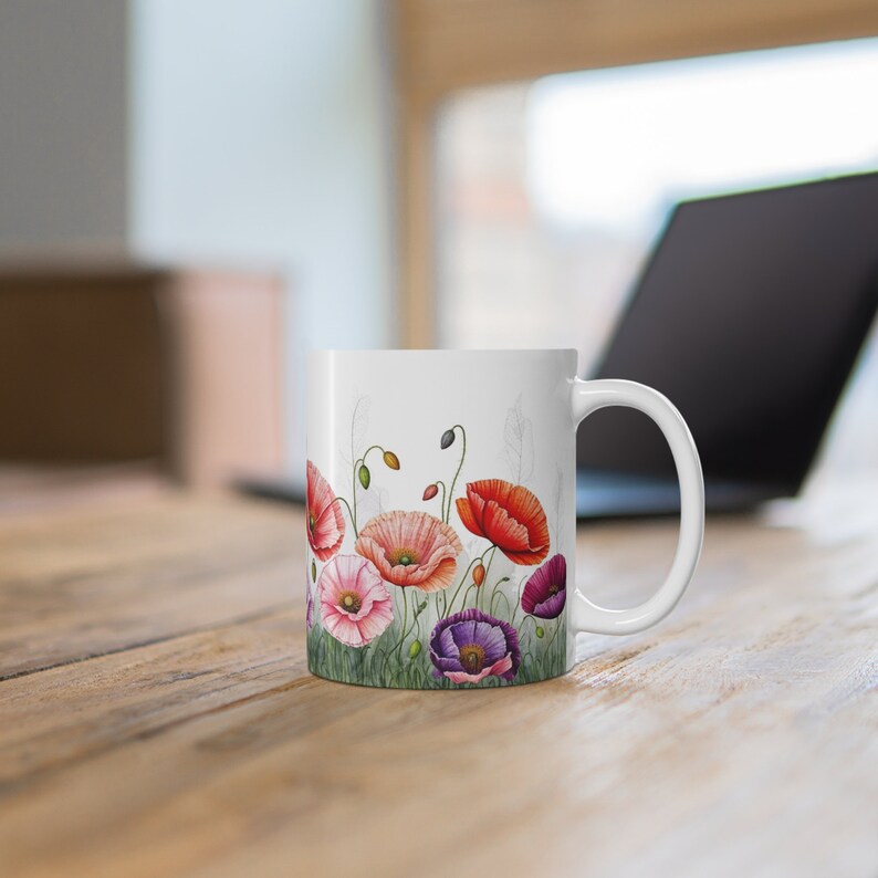 Multi-colored Poppies Coffee Mug, Floral Mug, Wildflowers, Garden ...