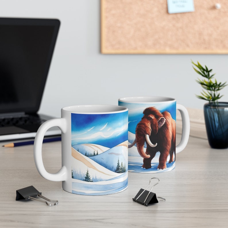 Woolly Mammoth Coffee Mug, Watercolor Mammoth Mug, Mammoth Mug ...