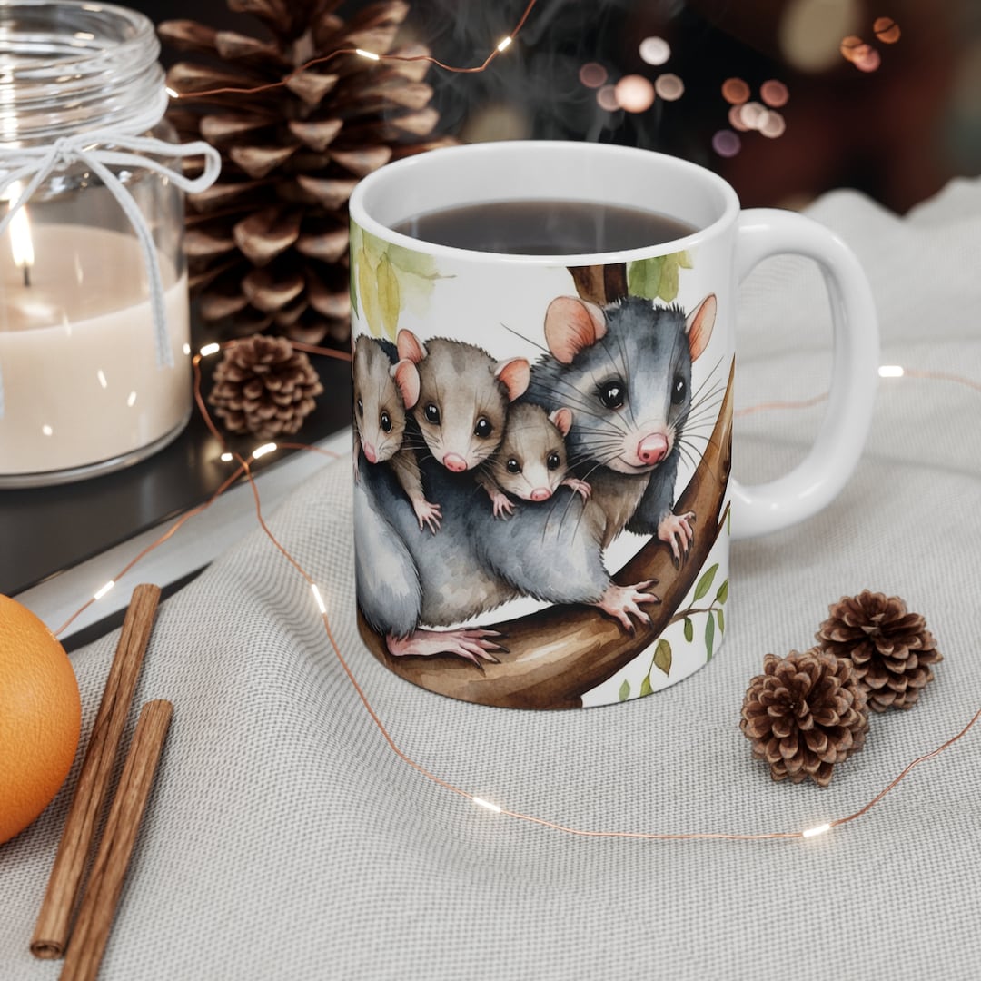 Opossum and It's Babies in a Tree Coffee Mug, Opossum Mug, Opossum ...