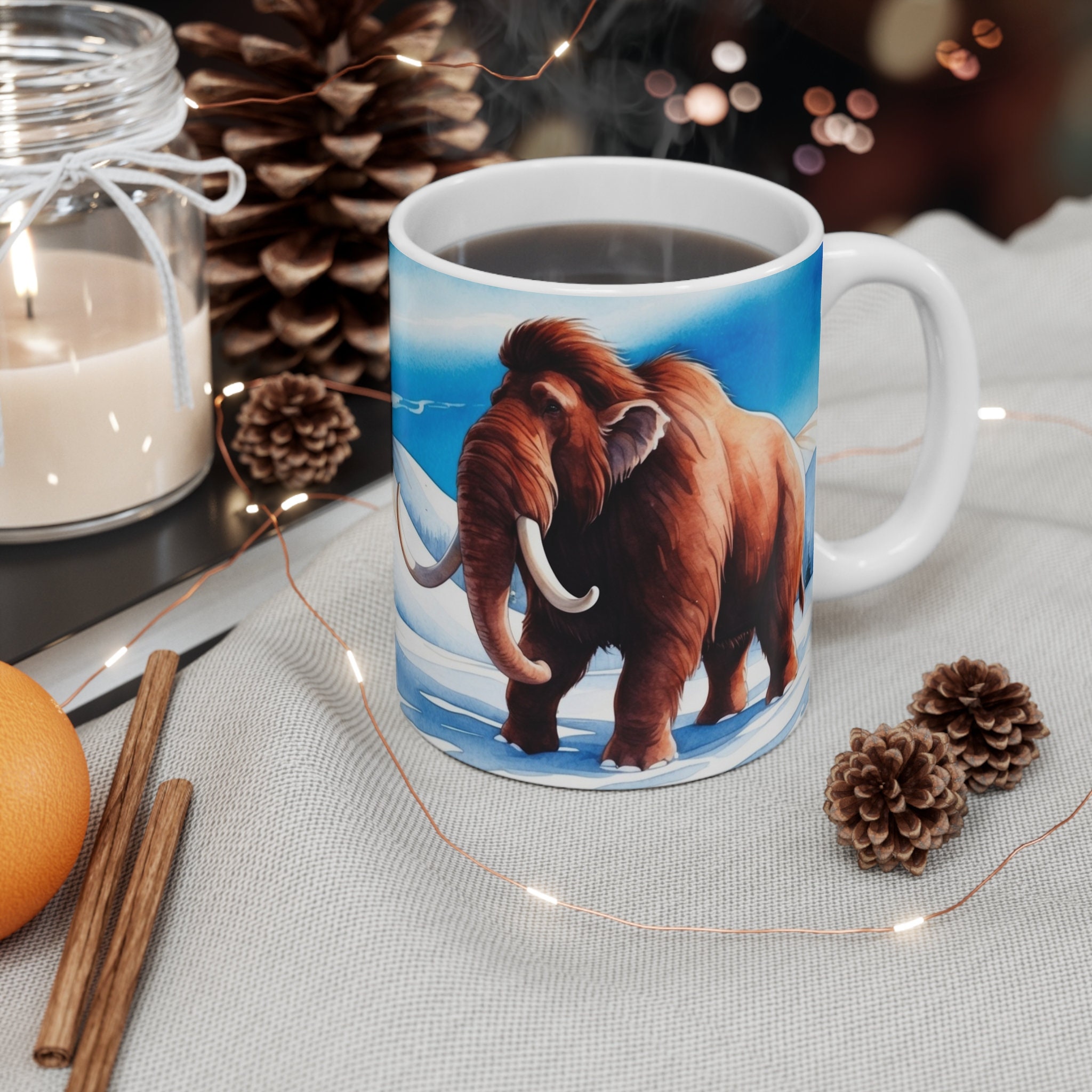 Woolly Mammoth Coffee Mug, Watercolor Mammoth Mug, Mammoth Mug ...