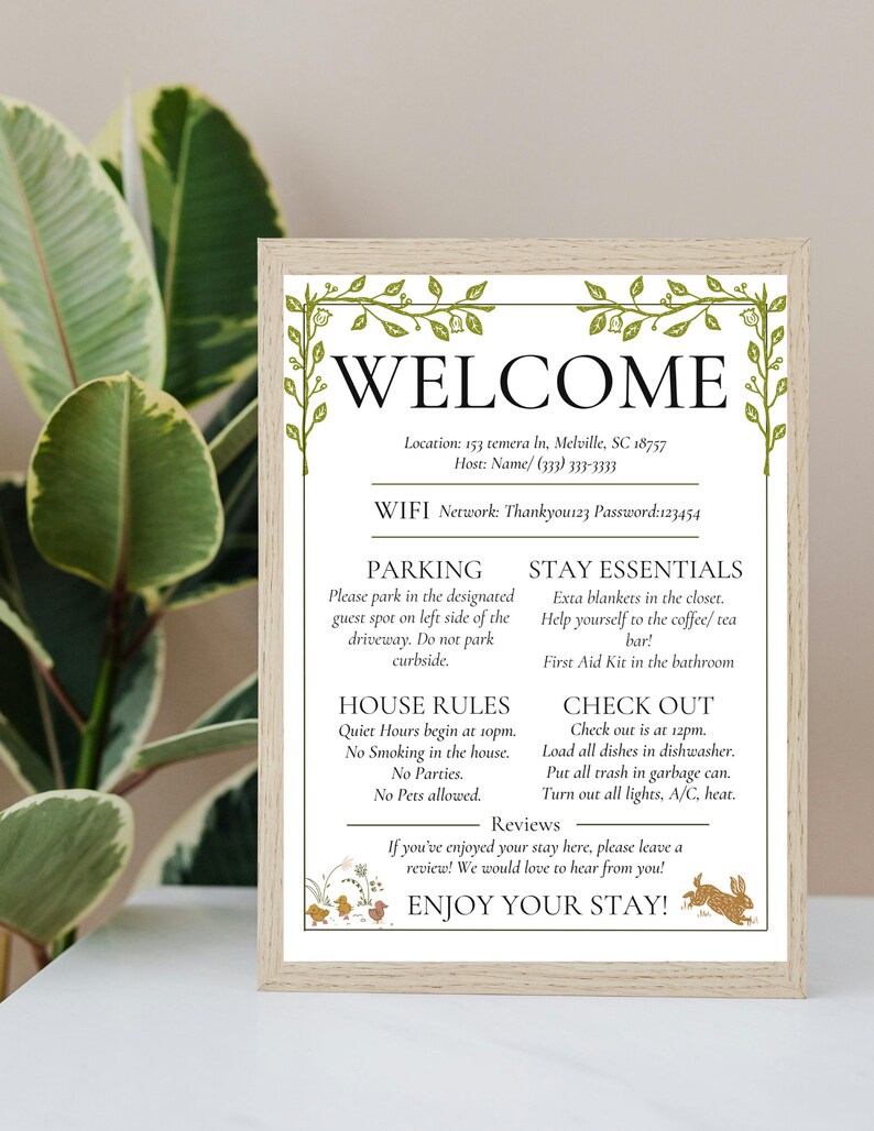 Cottagecore Design Airbnb Welcome Sign Cute Airbnb Welcome Sign ...