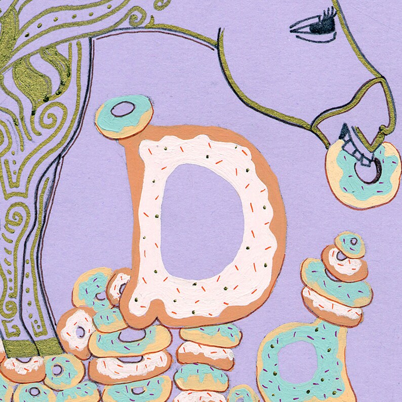 Donkey Eating Donuts. Children Alphabet Book Illustration. | Etsy