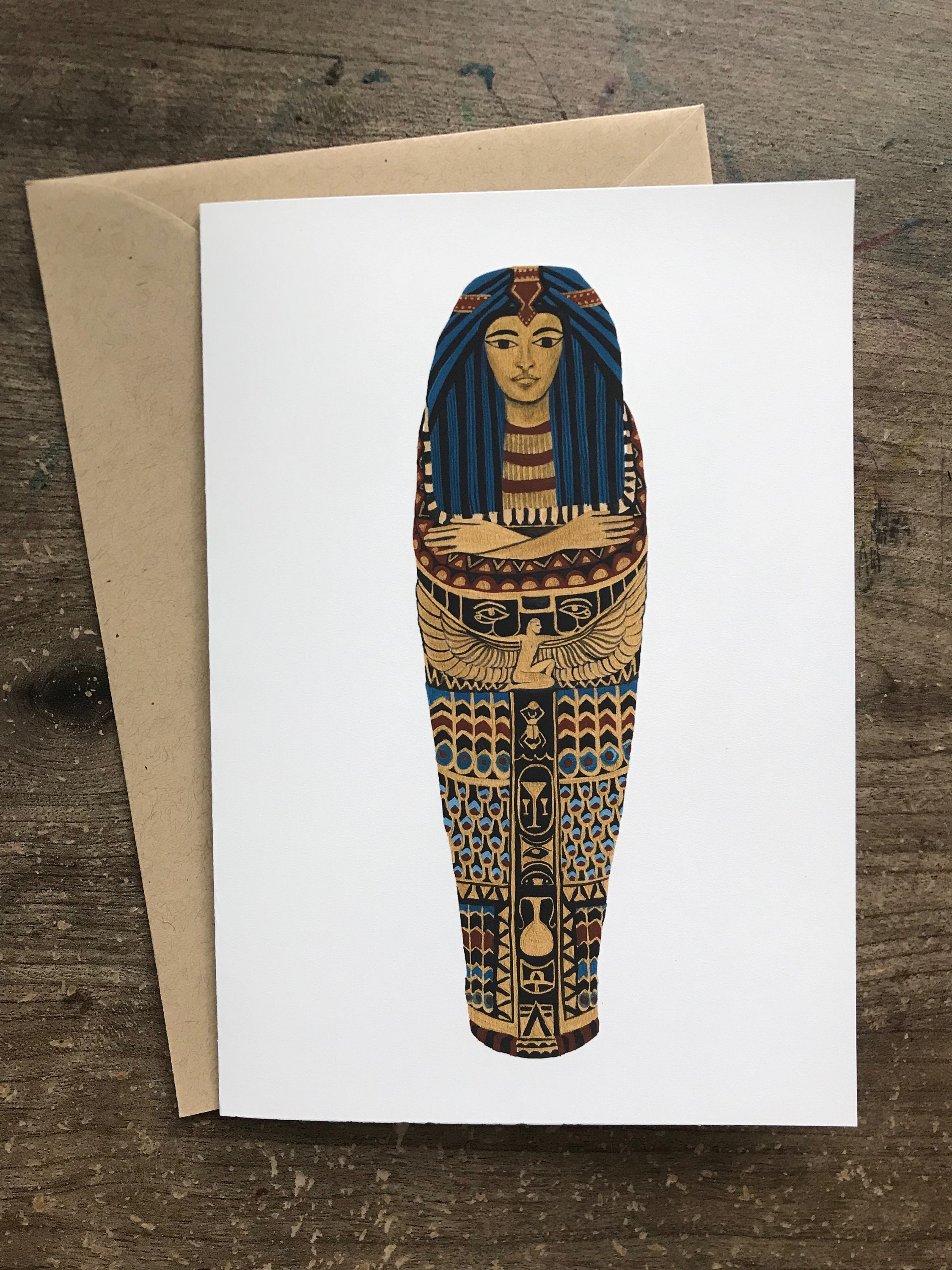 Sarcophagus Card. Mummy. Egyptian Illustration. 5x7 Blank Card - Etsy