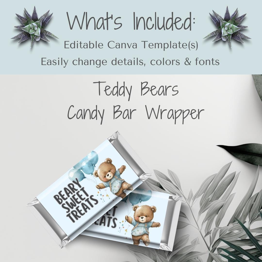 Teddy Bear Candy / Chocolate Bar Wrapper / Label for Kids, Child, Boys ...