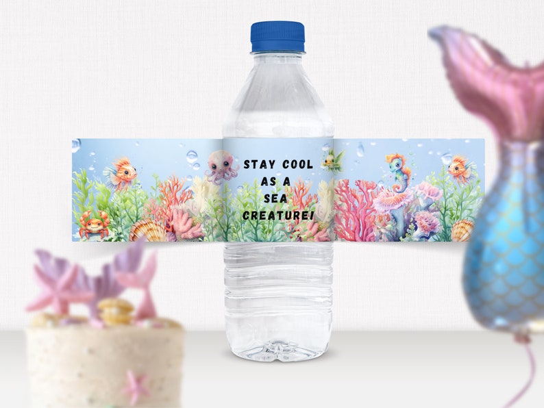 Underwater Friends Water Bottle Label / Wrapper for Kids or Teens ...