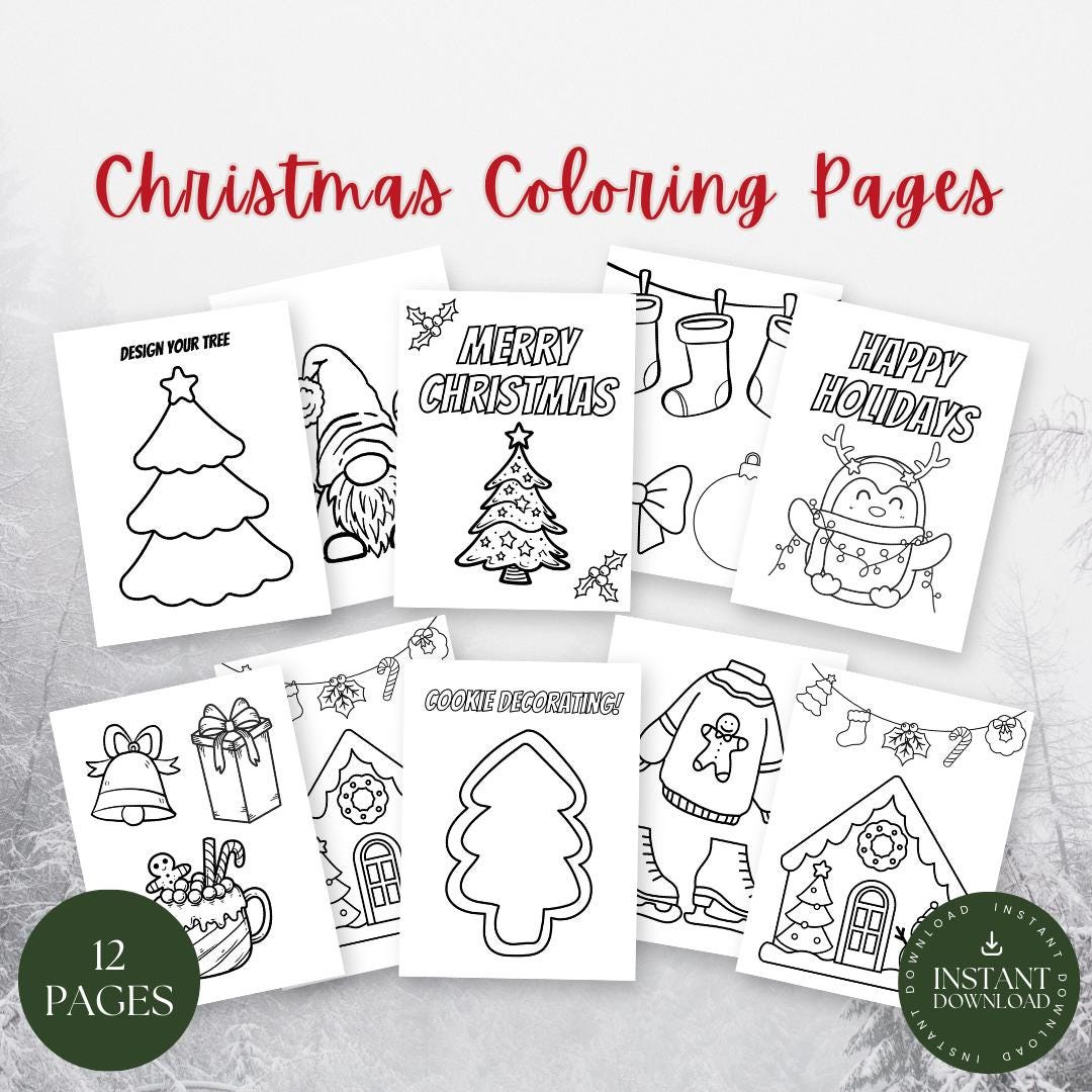 Christmas Coloring Pages / Activity for Kids - Set of 12 Pages ...