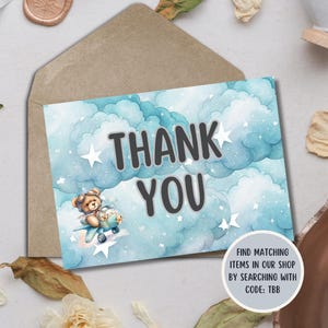 Teddy Bear Thank You Card / Note for Kids, Child, Boys, Girls Birthday ...