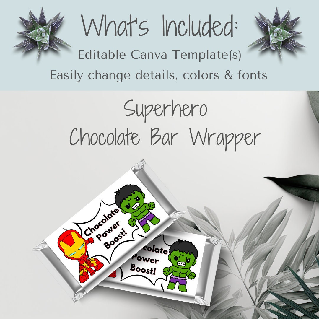 Superhero Chocolate Bar for Kids, Boys, Girls, Birthday Party, Gift Bag ...