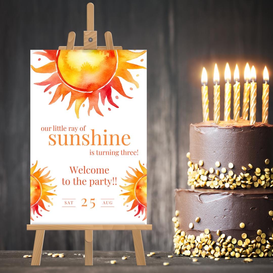 Little Ray of Sunshine Birthday Welcome Sign | Sunshine Theme Birthday ...