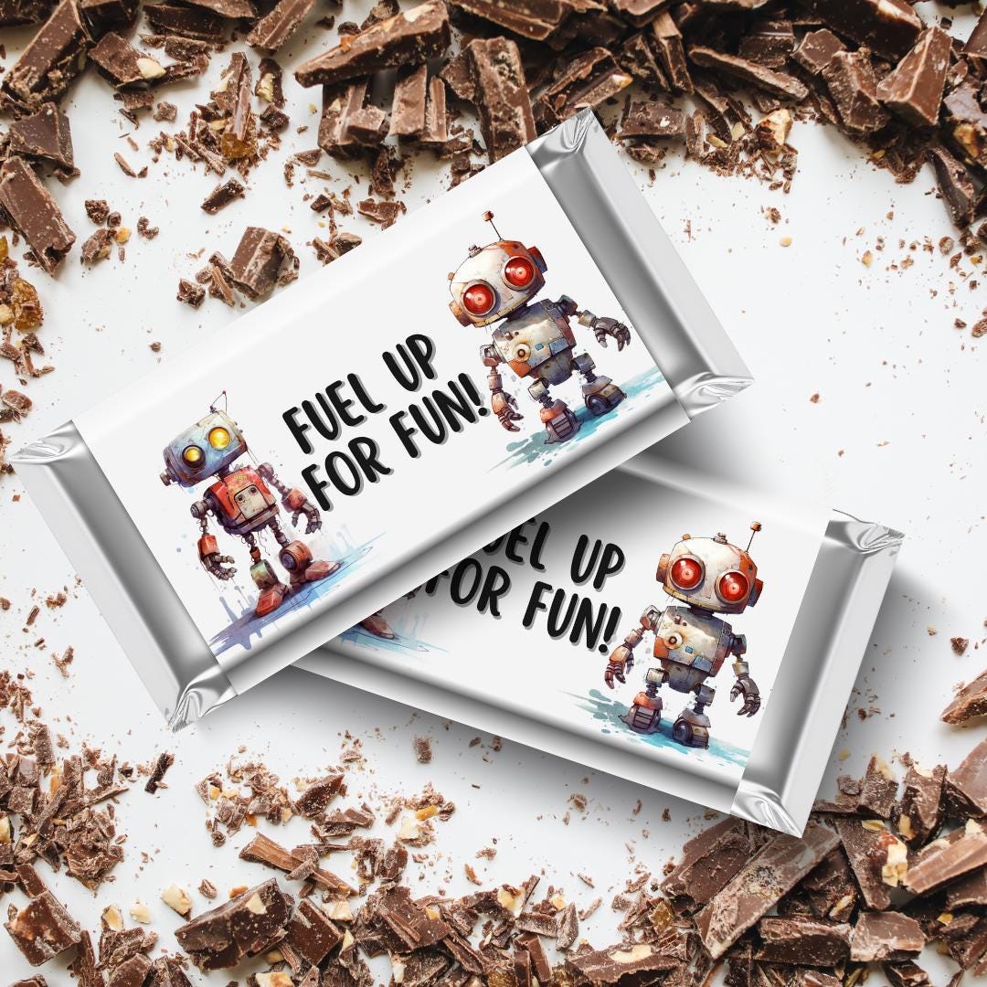 Robot Themed Chocolate / Candy Bar Wrapper / Label for Kids, Teens ...
