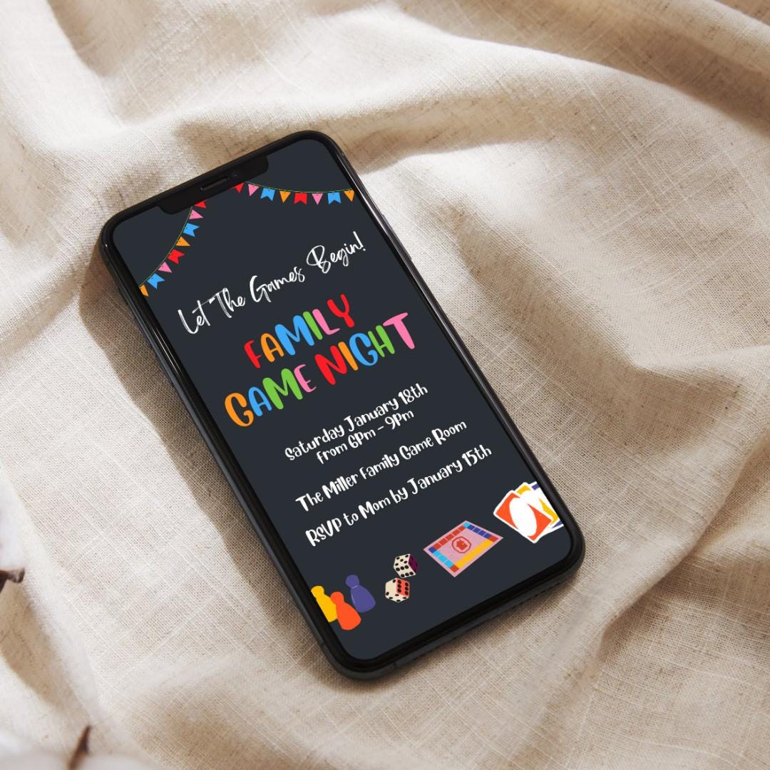 Family Game Night Party Invitation W/evite for Gatherings, Get ...