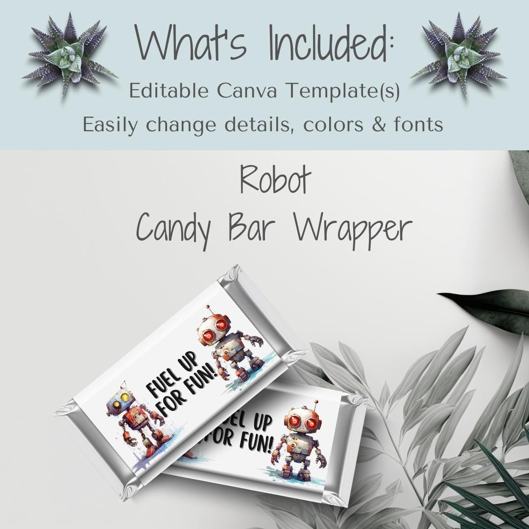 Robot Themed Chocolate / Candy Bar Wrapper / Label for Kids, Teens ...