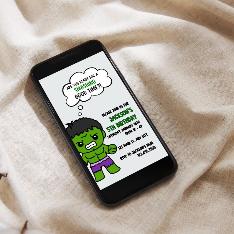 Hulk Kids Birthday Party Invitation | Comic Book, Superhero | Digital ...