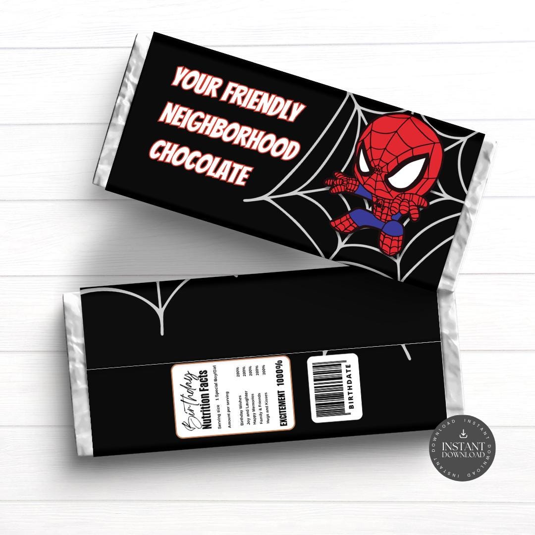 Spider-man Birthday Candy Bar Wrapper: Superhero Party | Spidey and His ...