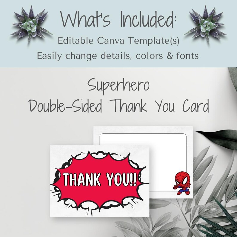 Thank You Card W/calling All Superheroes Theme for Kids, Boys, Girls ...