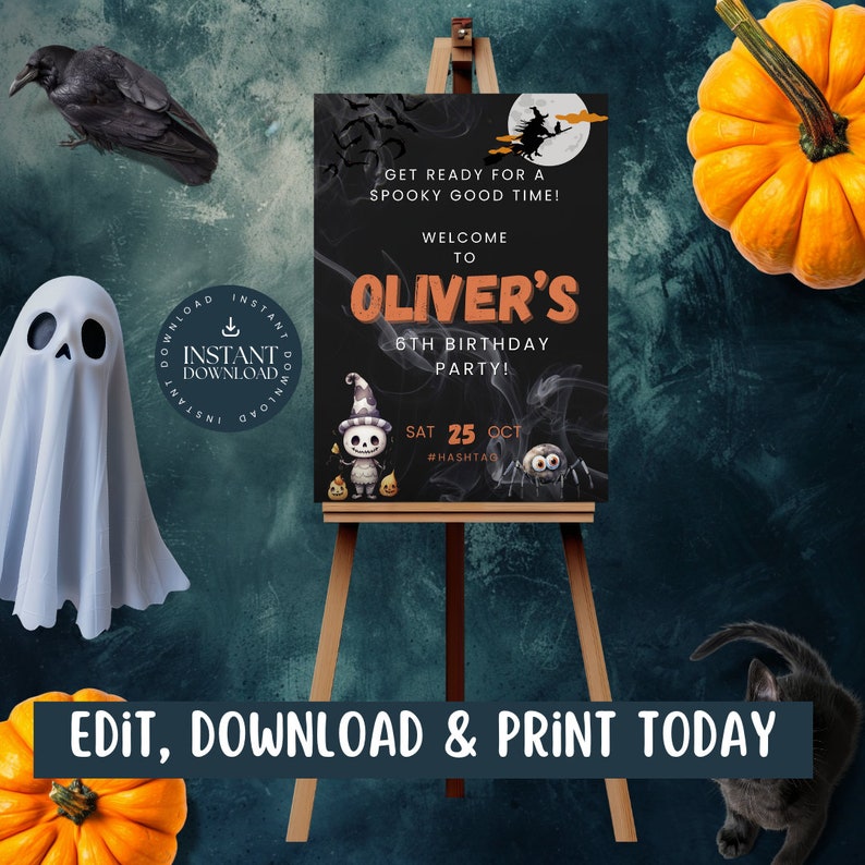 Spooky Good Time Welcome Sign for Kids, Teens Halloween Themed Birthday ...