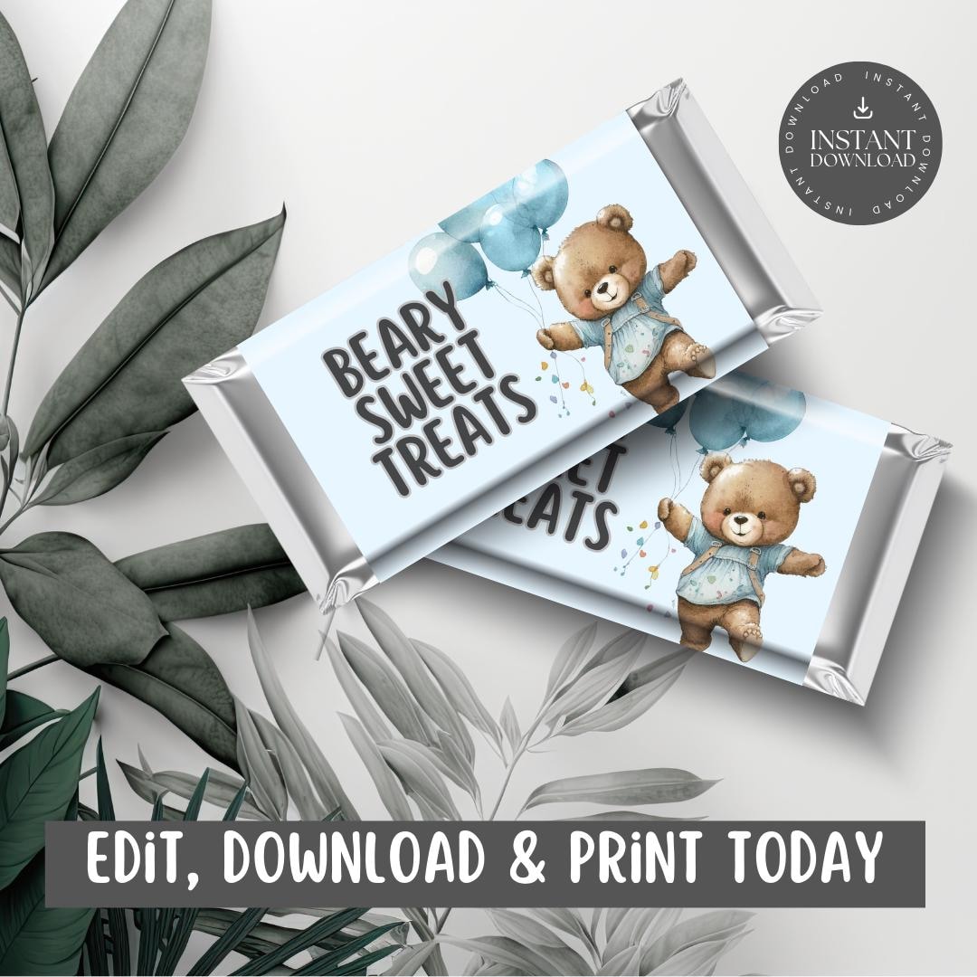 Teddy Bear Candy / Chocolate Bar Wrapper / Label for Kids, Child, Boys ...