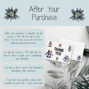 Robot Themed Thank You Card for Kids, Boys, Teens Birthday Party ...