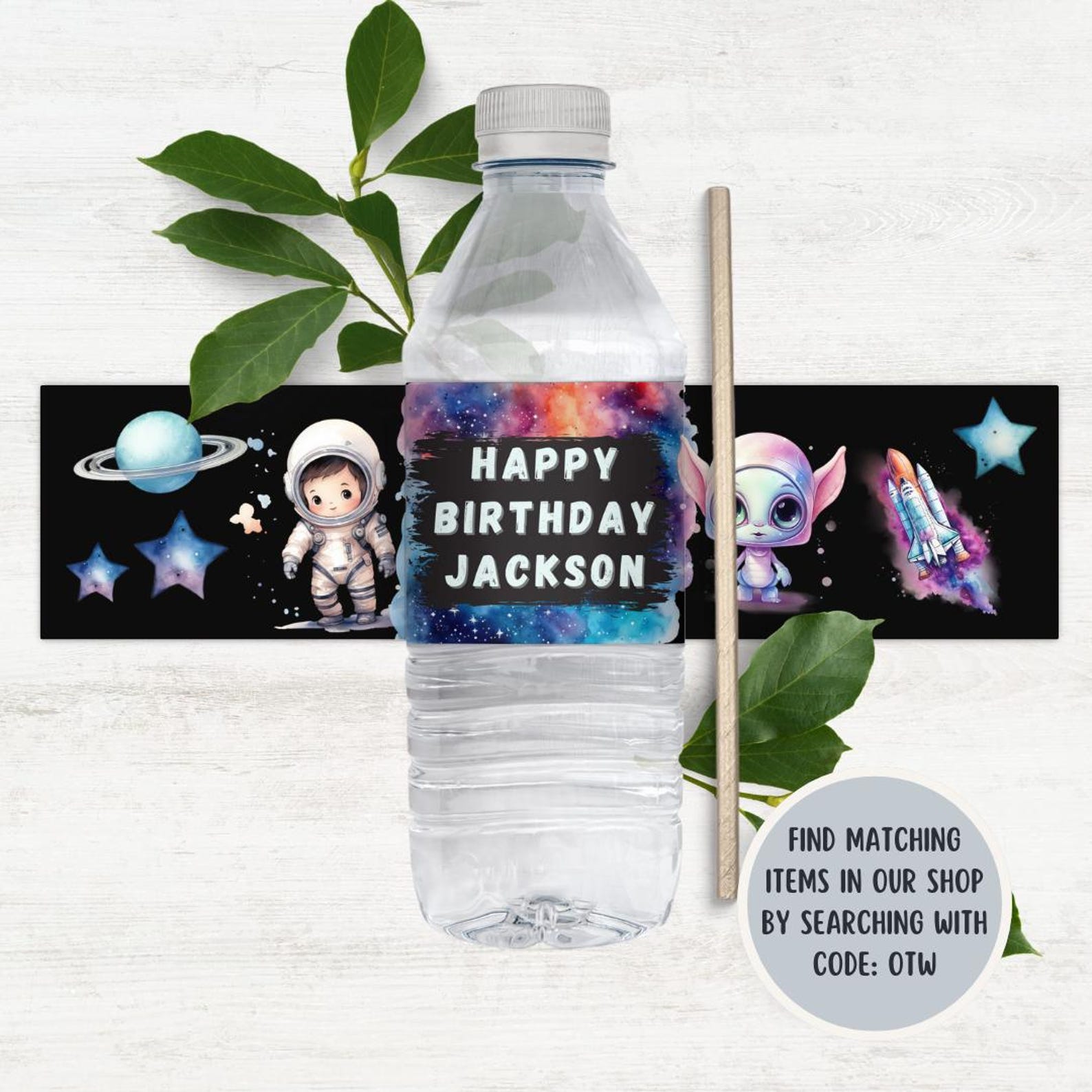 Out of This World / Outer Space Water Bottle Wrapper / Label for Kids ...