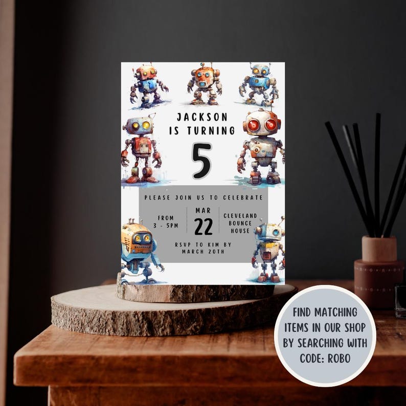 Robot Kids Birthday Party Invitation, Child / Boys Birthday, Print ...