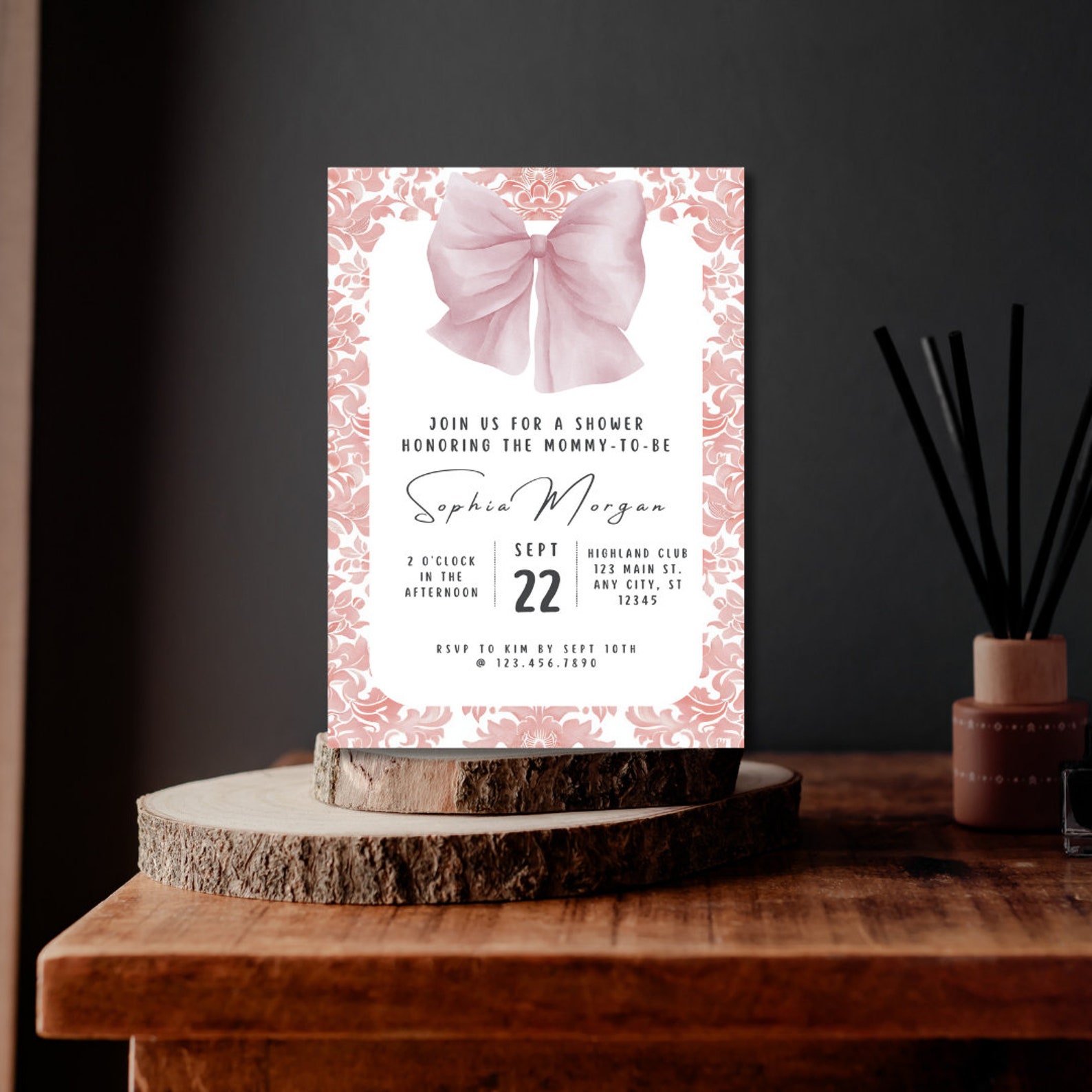 Pink Bow, Toile Baby Shower Set W/invitation, Diaper Raffle, Books for ...