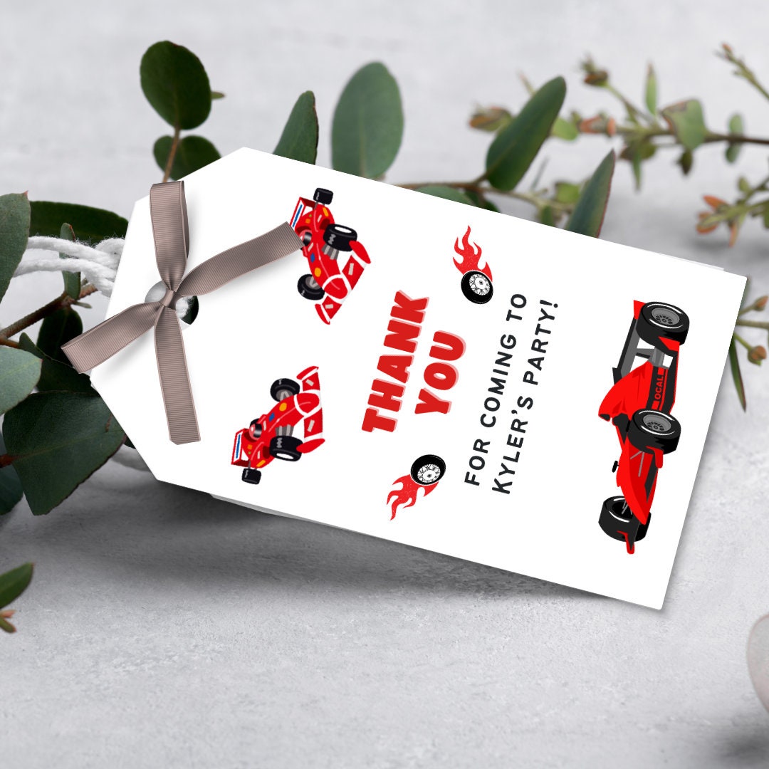 Race Car Themed Party Favor Tag, Thank You Tag for Kids or Teens ...