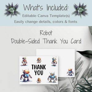 Robot Themed Thank You Card for Kids, Boys, Teens Birthday Party ...