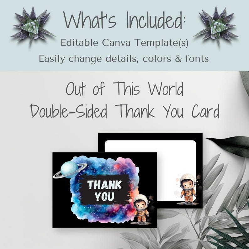 Out of This World, Outer Space Themed Birthday Party Thank You Card for ...