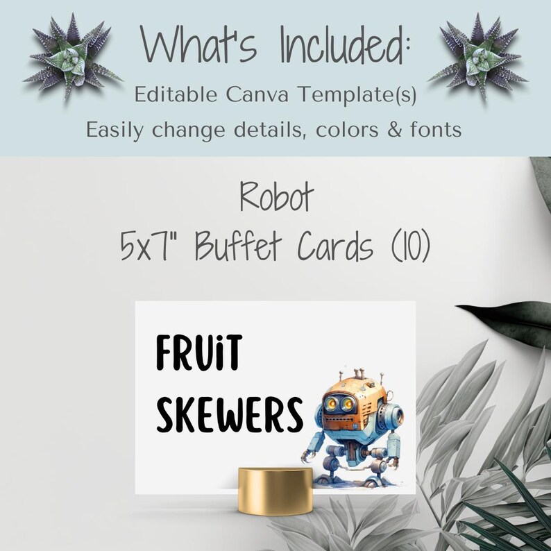Robot Buffet Cards / Food Signs for Kids, Boys, Teens Birthday Party ...