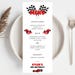 Race Car Theme Menu Card for Kids or Teens Birthday Party / Digital ...
