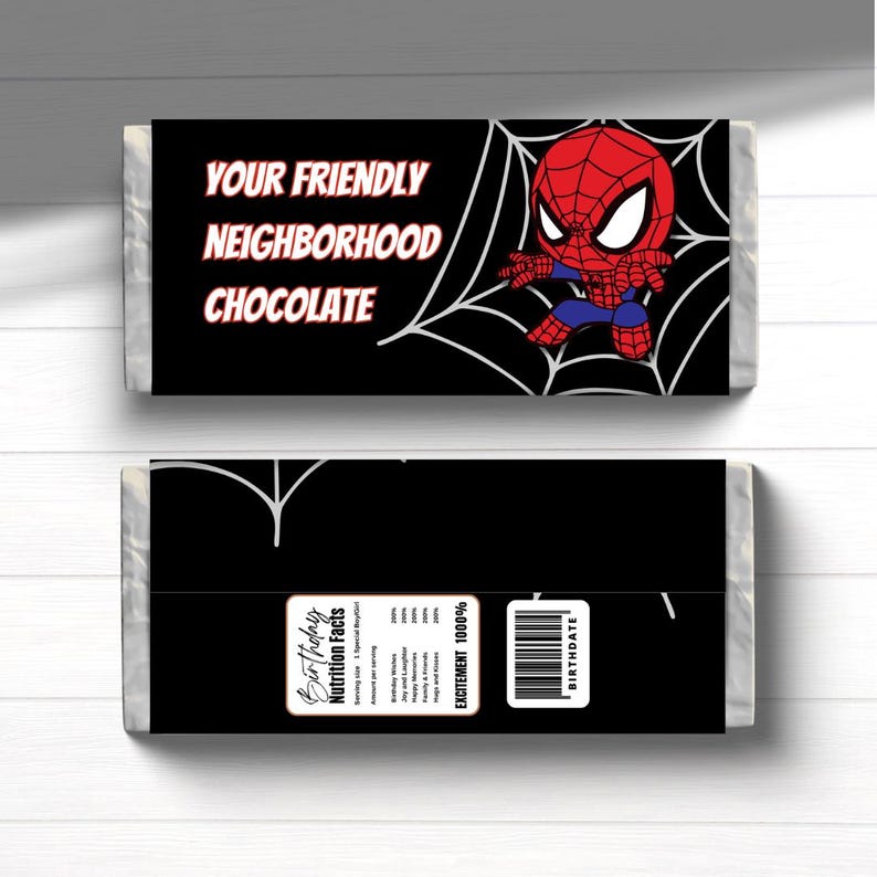 Spider-man Birthday Candy Bar Wrapper: Superhero Party | Spidey and His ...