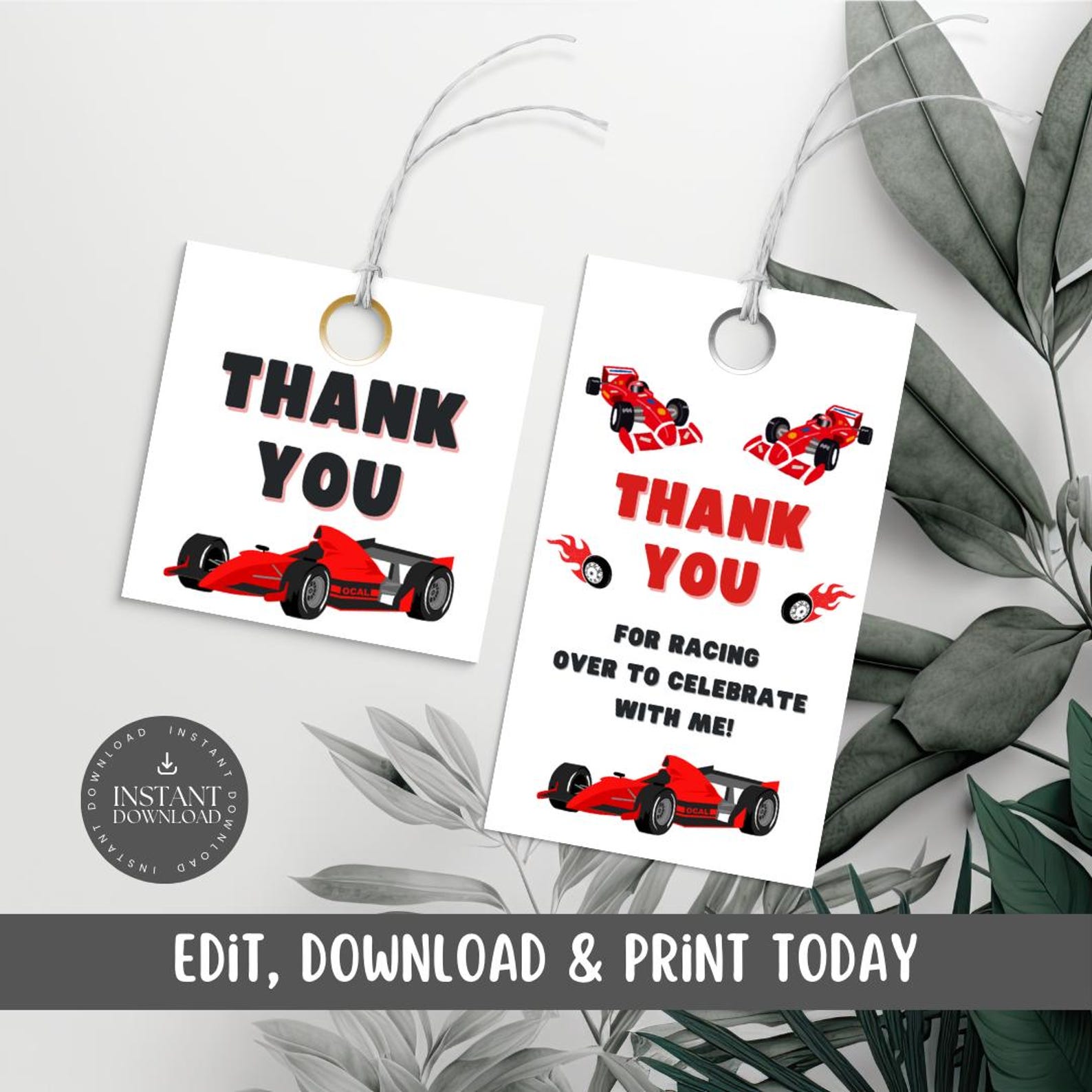 Race Car Themed Party Favor Tag / Thank You Tag for Kids or Teens ...