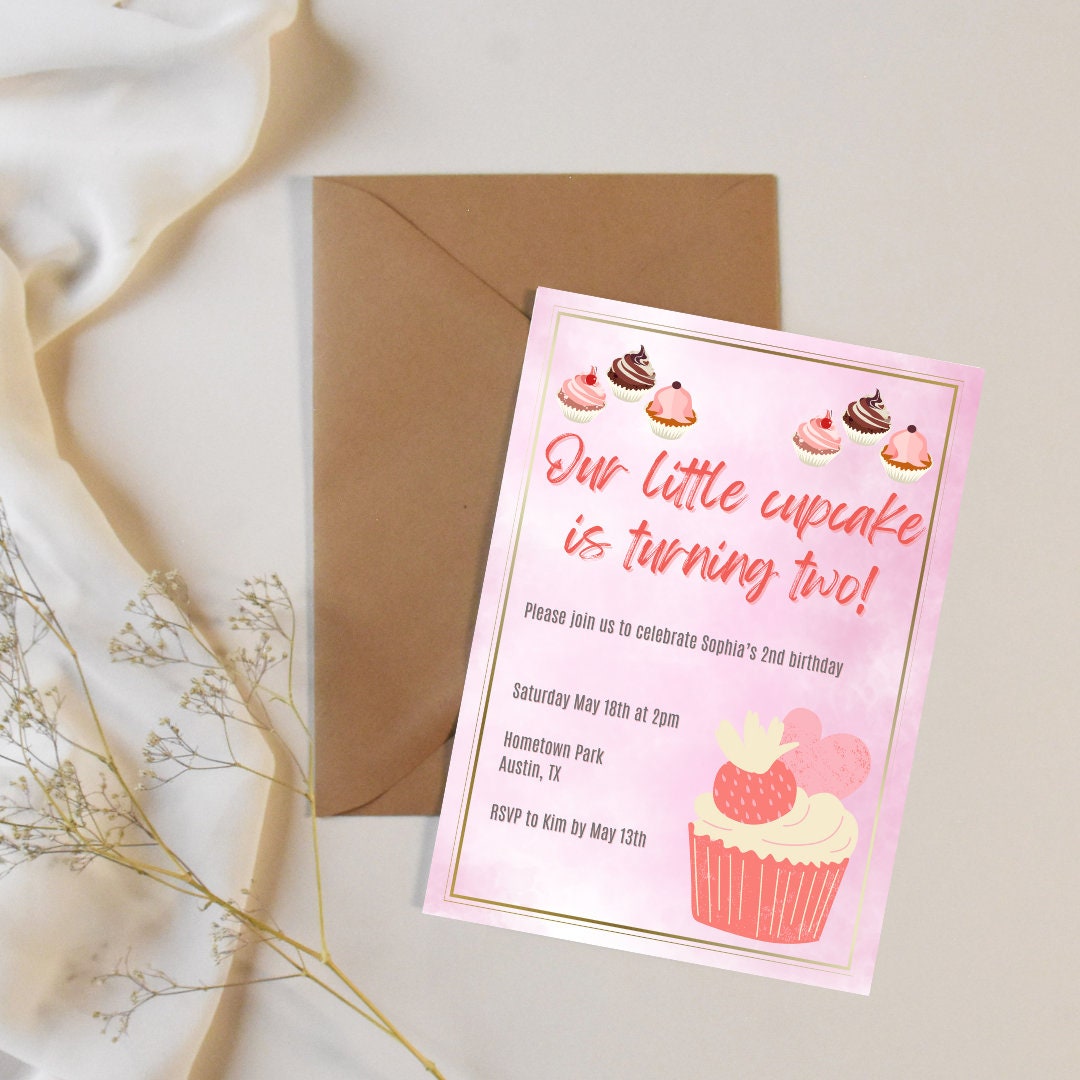 Cupcake Birthday Party Invitation / Editable, Printable, Shareable ...