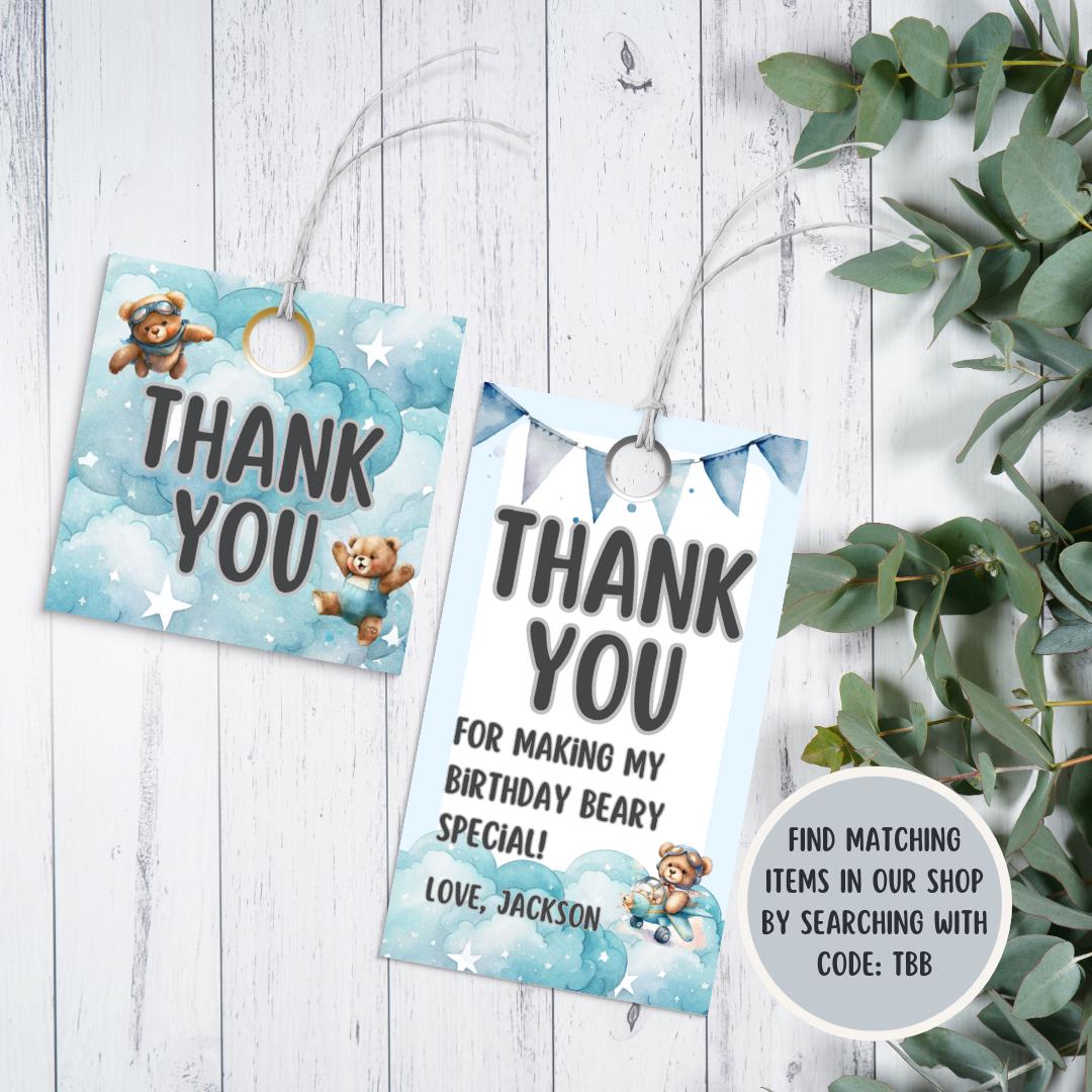 Teddy Bear Thank You / Party Favor Tags for Kids, Child, Boys, Girls ...