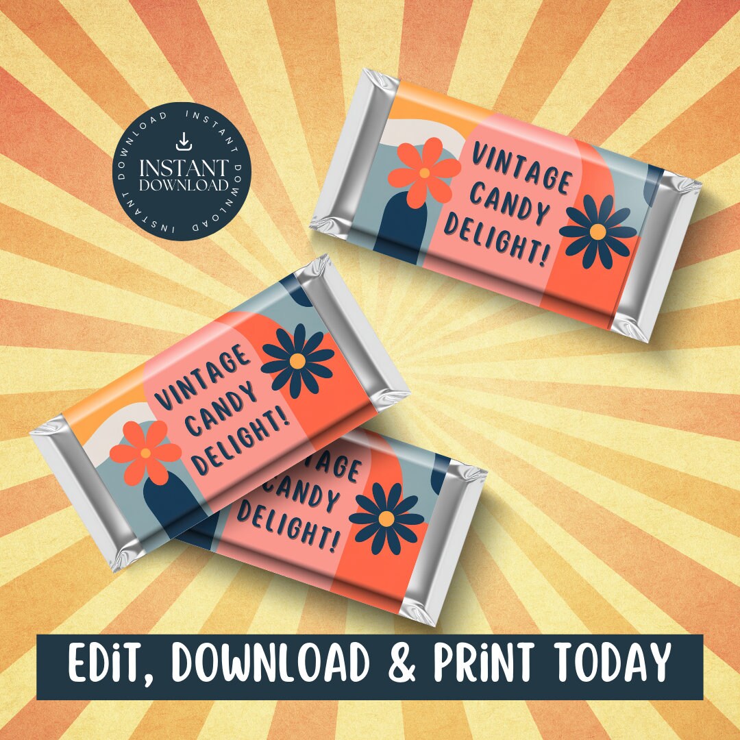 Retro Vibes Chocolate Bar Label / Wrapper for Groovy a Birthday Party ...