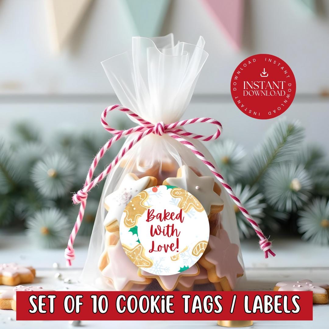 Christmas Cookie Labels - 2x2" Round - Set of 10 for Holiday Baking ...