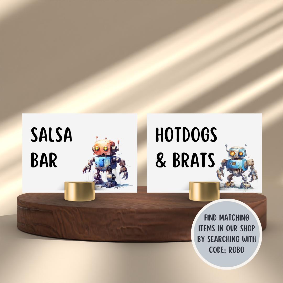 Robot Buffet Cards / Food Signs for Kids, Boys, Teens Birthday Party ...