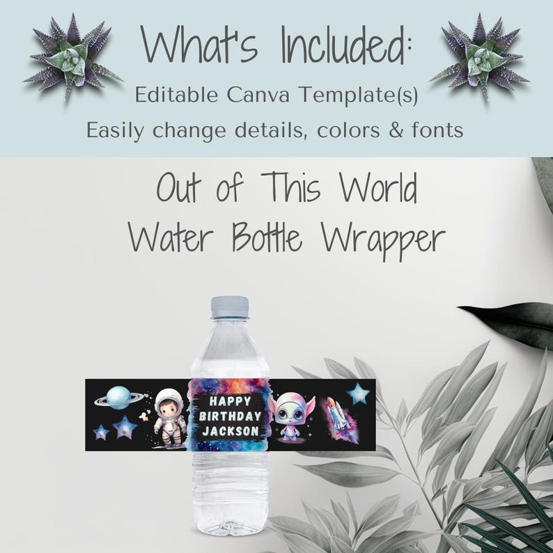 Out of This World / Outer Space Water Bottle Wrapper / Label for Kids ...
