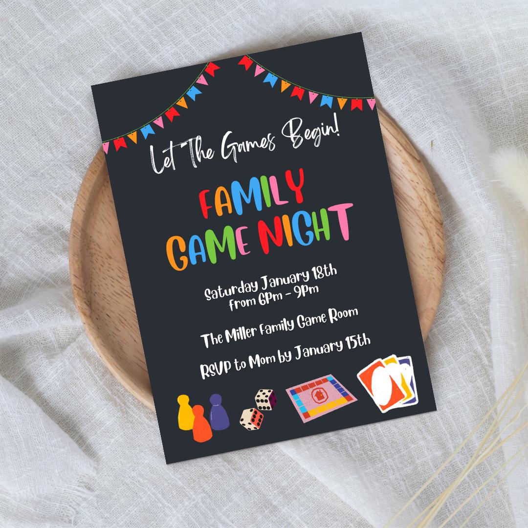 Family Game Night Party Invitation W/evite for Gatherings, Get ...
