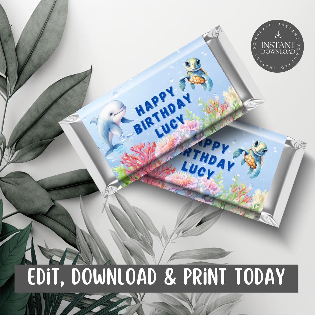 Underwater Friends Candy / Chocolate Bar Wrapper / Label for Kids ...