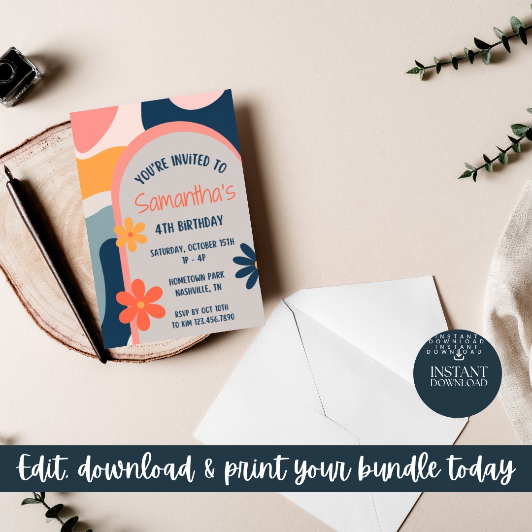 Retro Birthday Party Bundle for Kids, Teens, Girls or Boys / Groovy ...